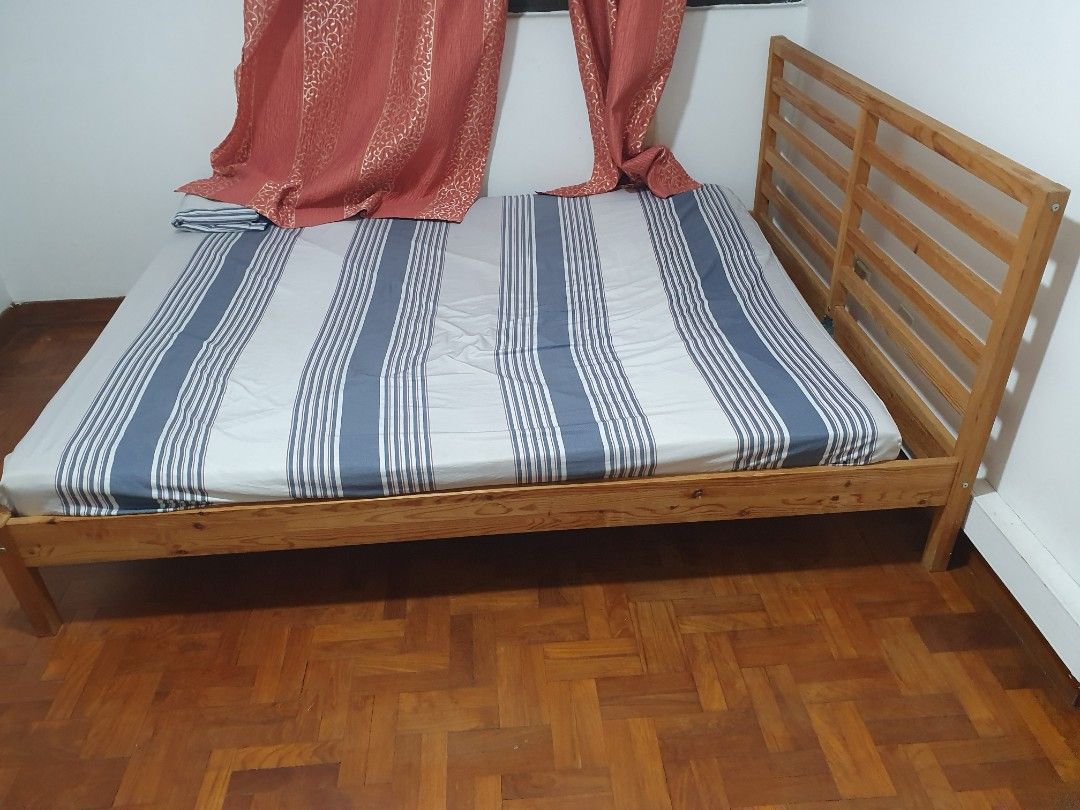 Ikea Bed Frame single and double bed (Detachable), Furniture & Home ...