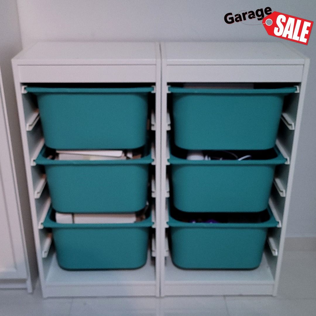 IKEA TROFAST Storage combination with boxes white/turquoise 46x30x95 cm ...