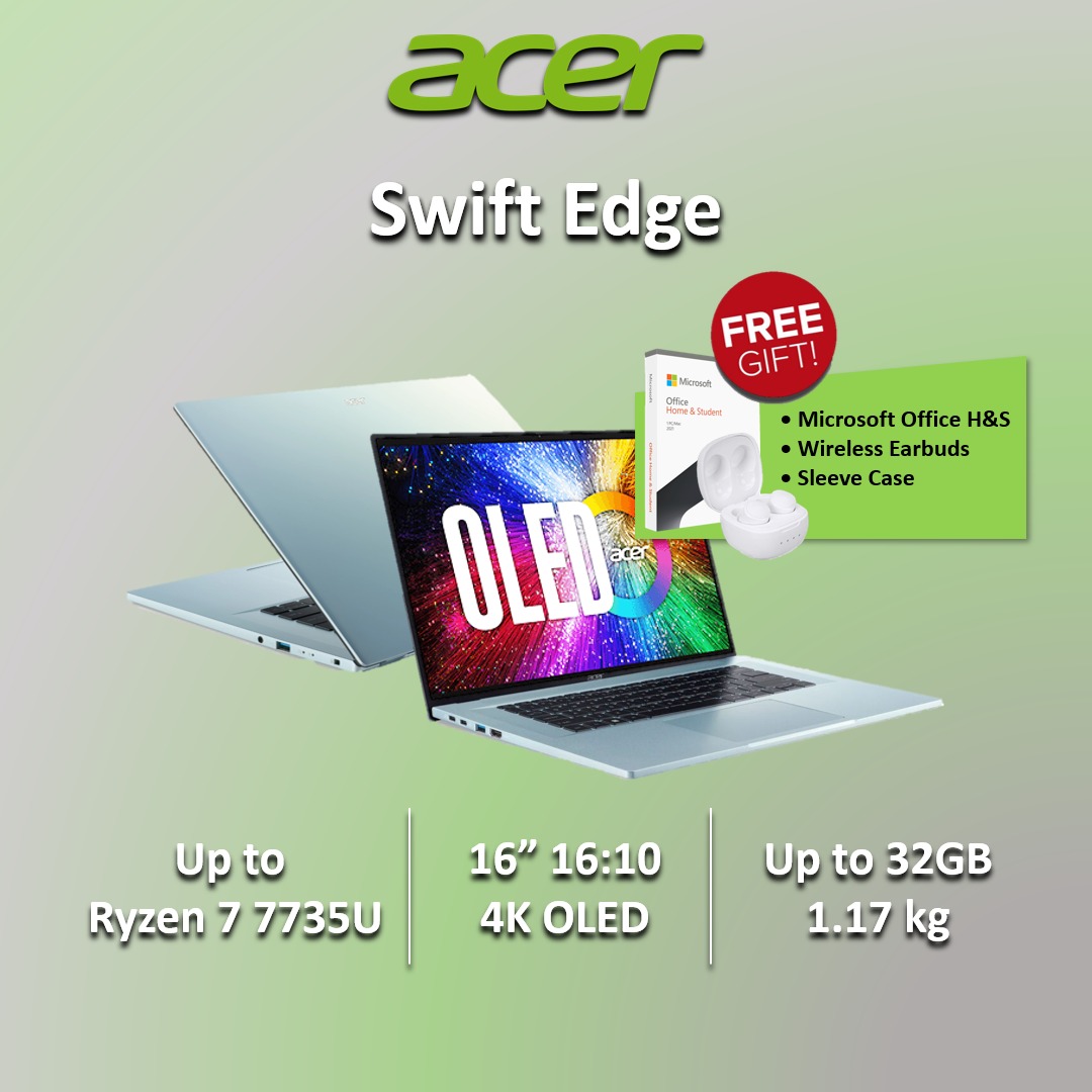 ACER SWIFT EDGE 16INCH ULTRA LIGHTWEIGHT LAPTOP | 1.17KG | 4K OLED ...