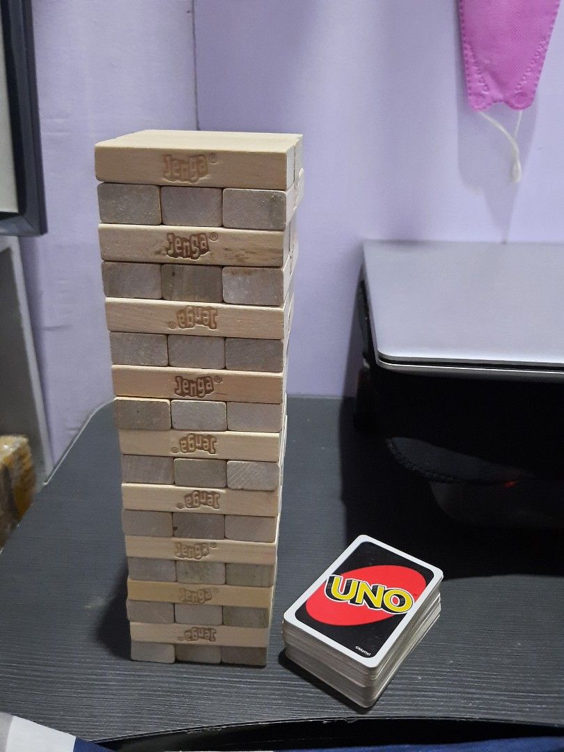 Jenga Bricks with Free UNO Cards on Carousell