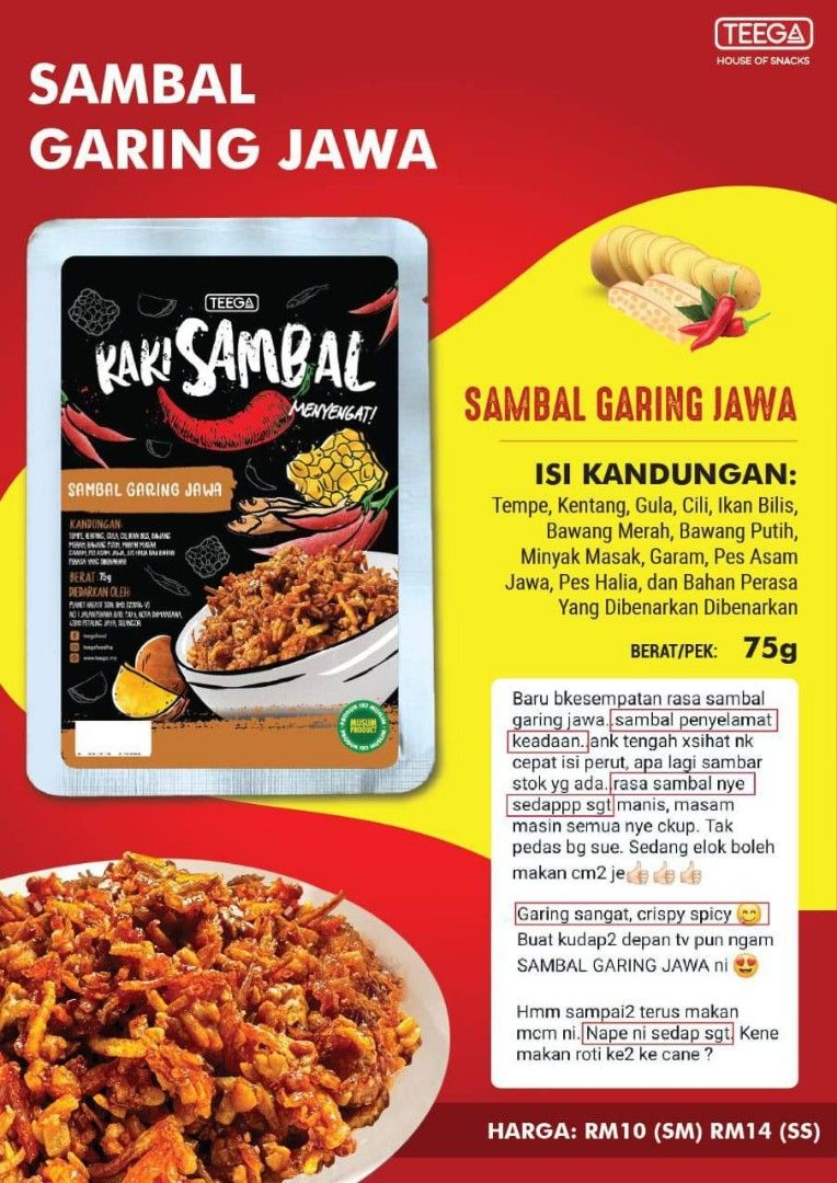 Kaki Sambal TEEGA Sambal Dendeng Sambal Hitam Sambal Bilis Segera, Food ...