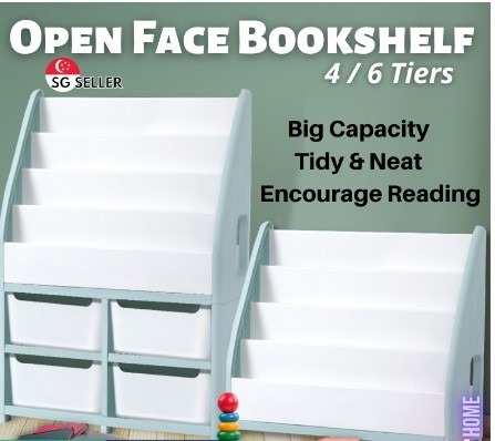 Kids Open Face Bookshelf / Children Book Shelf with Storage space and ...