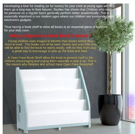 Kids Open Face Bookshelf / Children Book Shelf with Storage space and ...