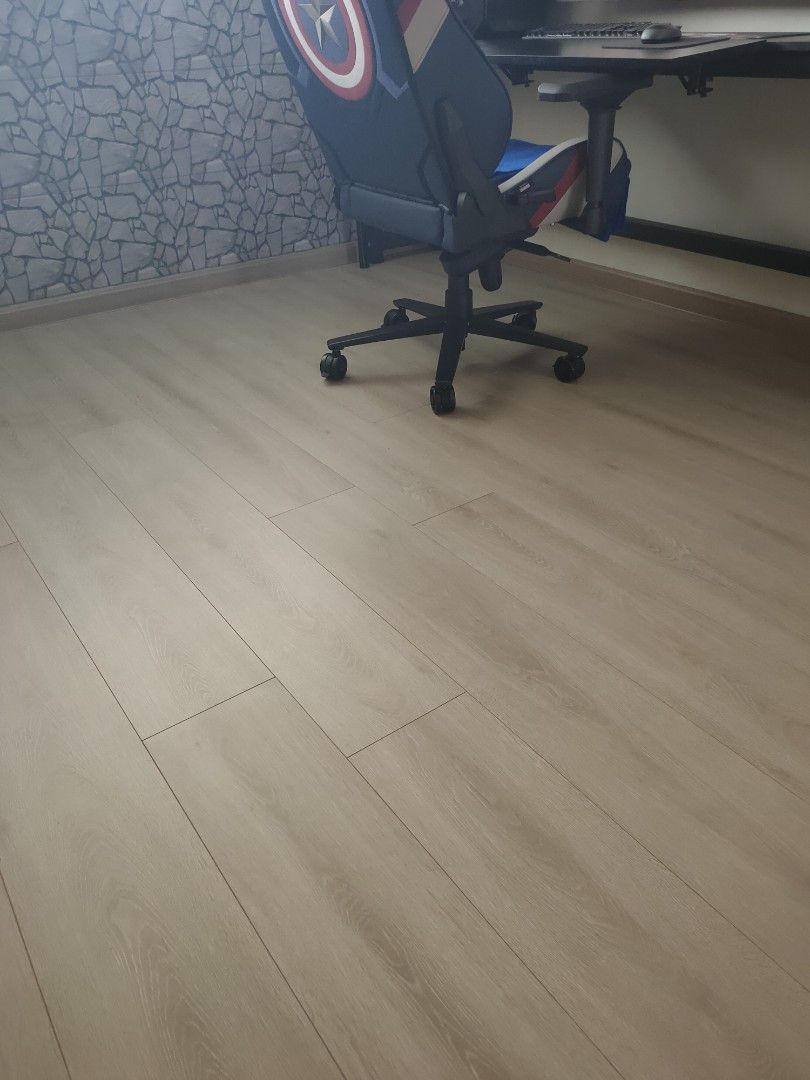 Laminate Flooring DIY Project Home Office Wood Plank balcony wall panel small area project ...