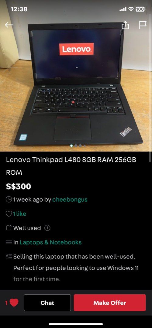 Lenovo Laptop, Computers & Tech, Laptops & Notebooks on Carousell