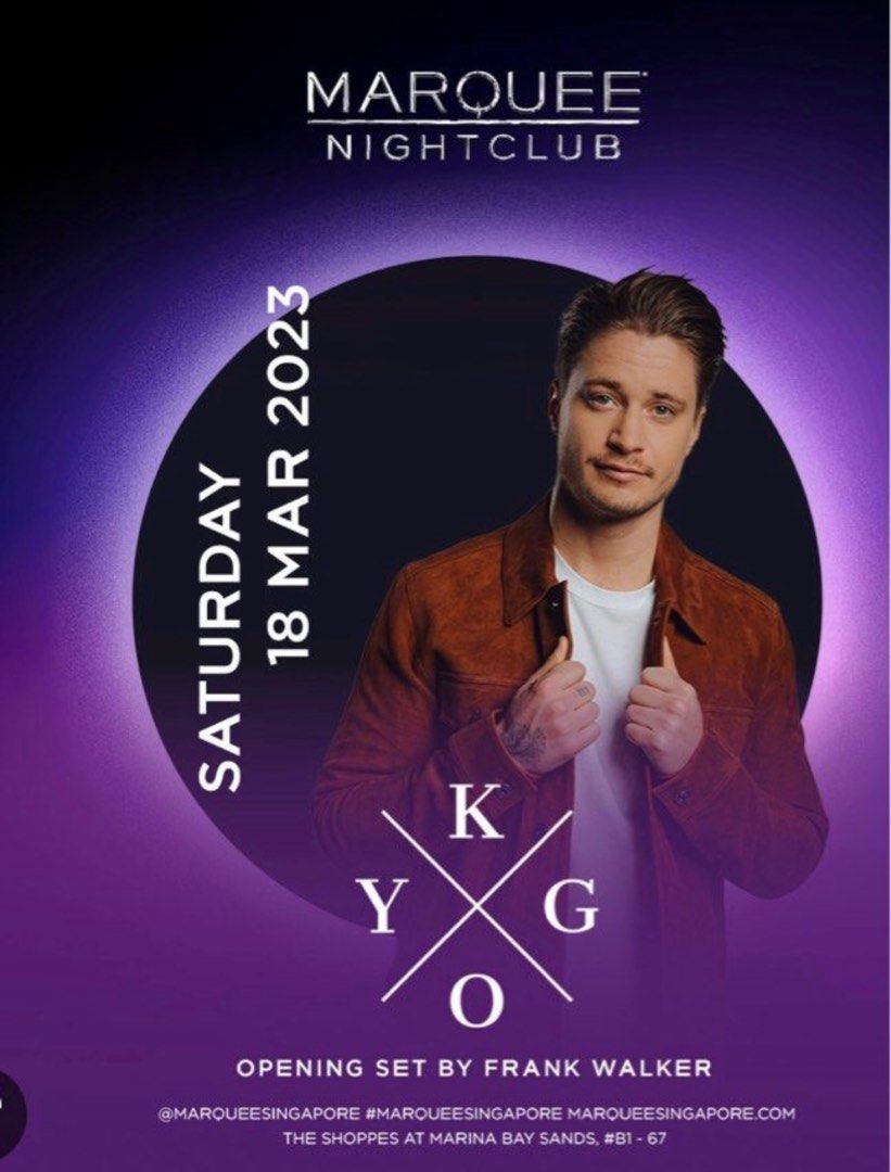 Marquee kygo 18 March ticket 1x male, Tickets & Vouchers, Event Tickets ...