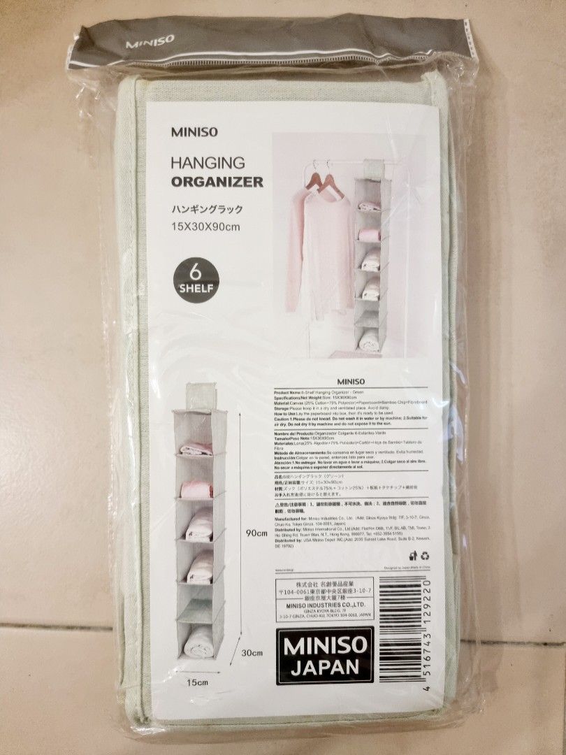 Miniso Wardrobe Hanging organiser 6 shelves, Furniture & Home Living ...