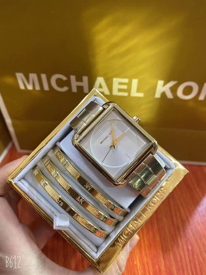 MK LAKE GOLD WHITE DIAL SET WITH BANGLES AUTHENTIC WATCH on Carousell