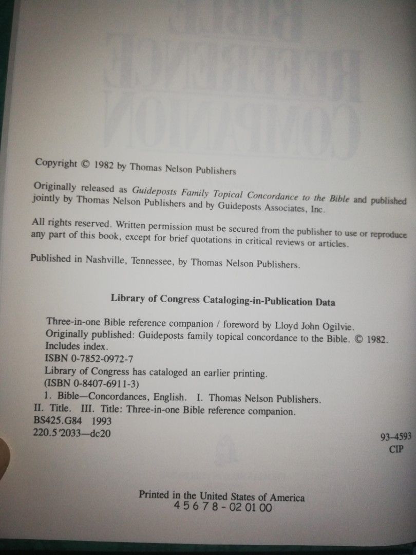 The Three-in-One Bible Reference Companion, Hobbies & Toys, Books ...