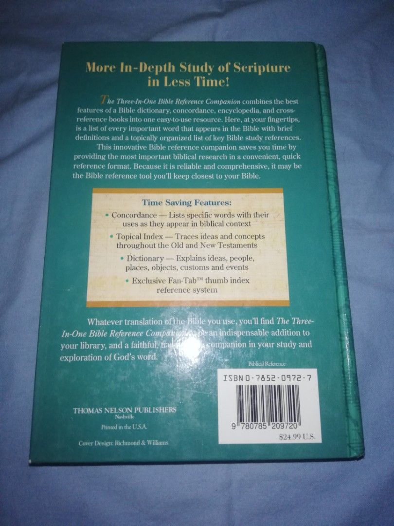 The Three-in-One Bible Reference Companion, Hobbies & Toys, Books ...