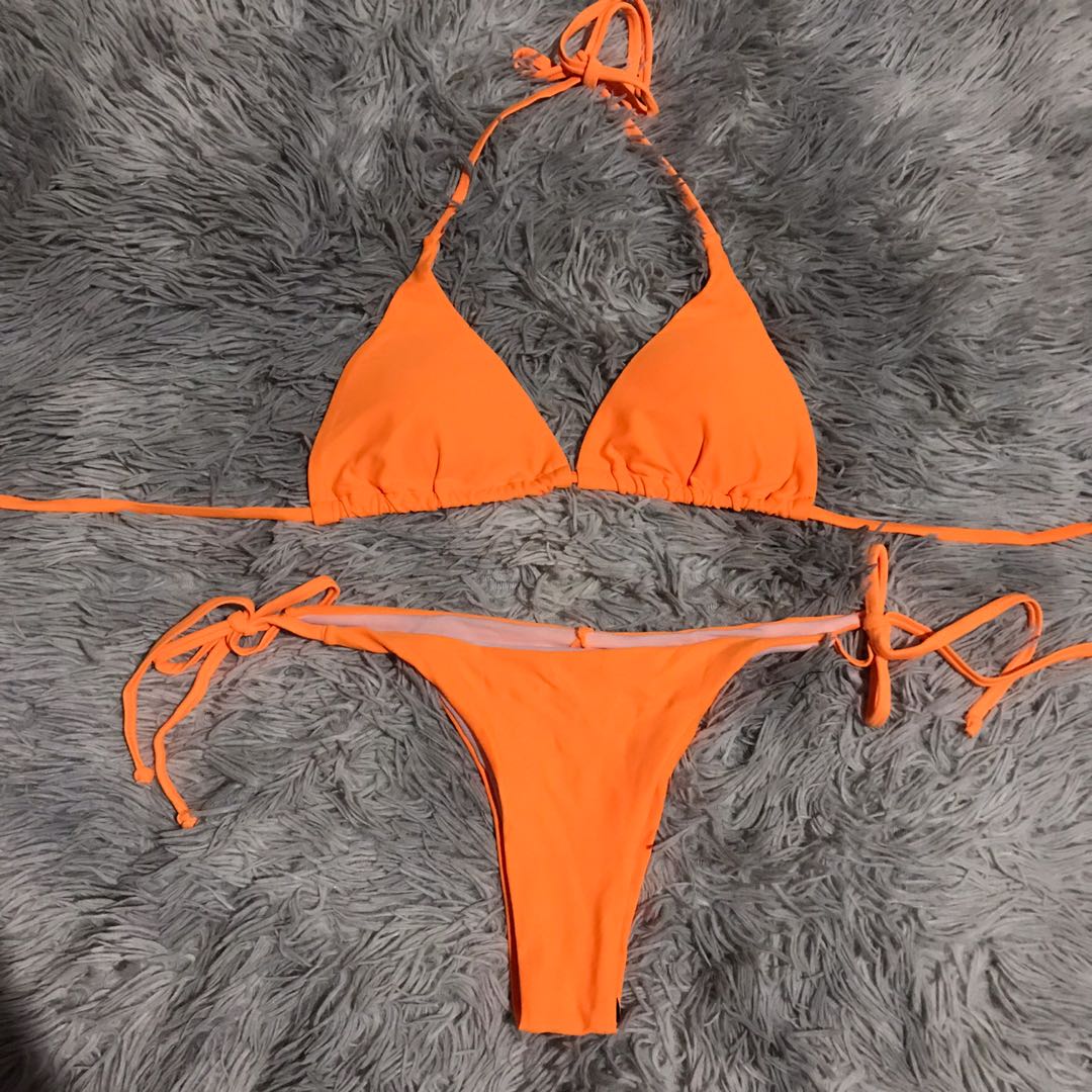 Neon Orange Bikini Swimsuit on Carousell