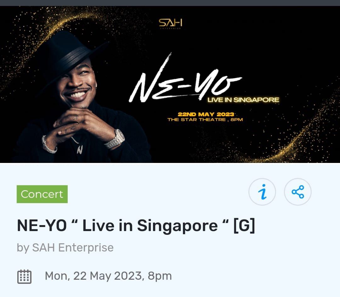 Ne-Yo Concert Two Tickets, Tickets & Vouchers, Event Tickets on Carousell