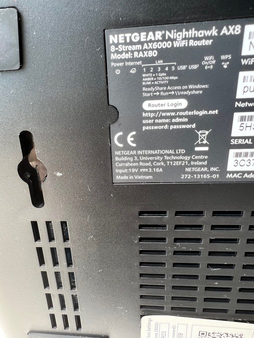 NIGHTHAWK AX8 Wifi Router Model RAX80, Computers & Tech, Parts ...