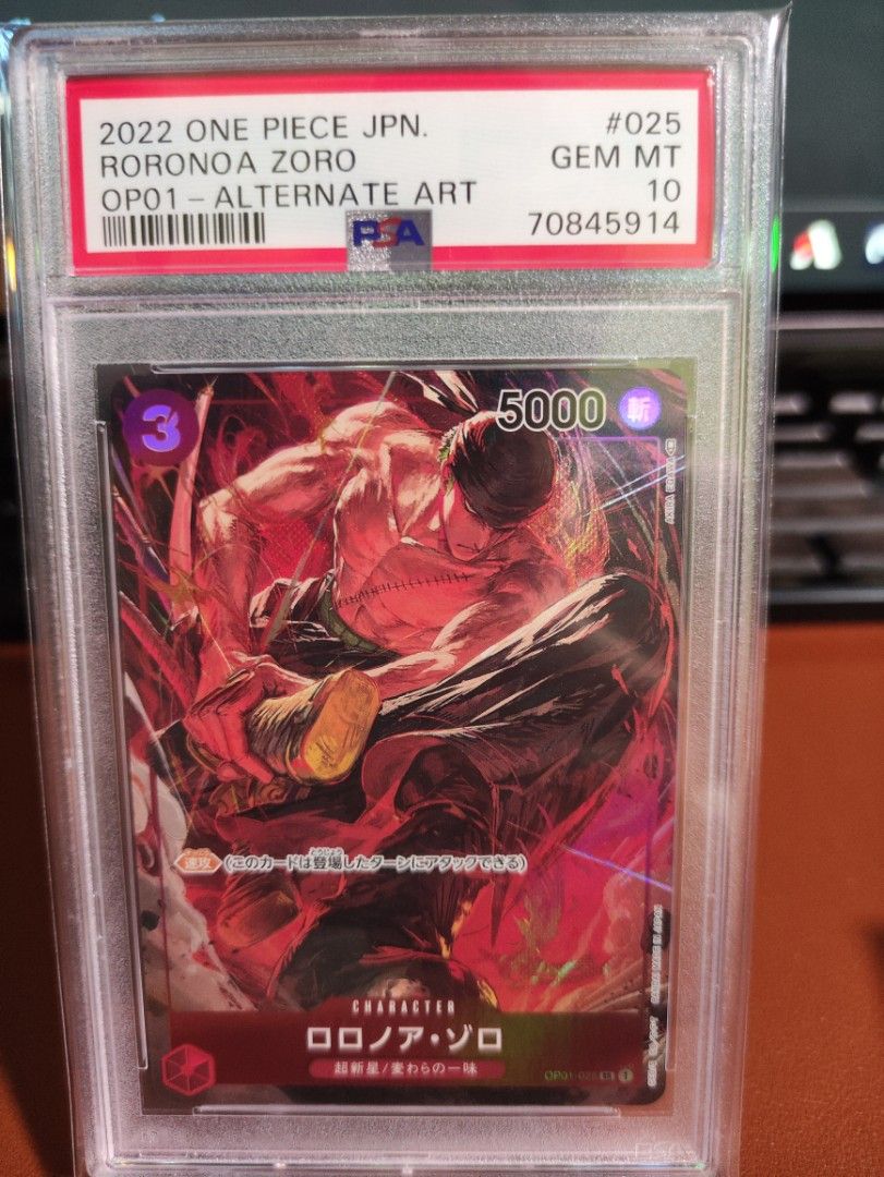 One Piece TCG Roronoa Zoro OP01-025 Alternate Art PSA 10, Hobbies ...