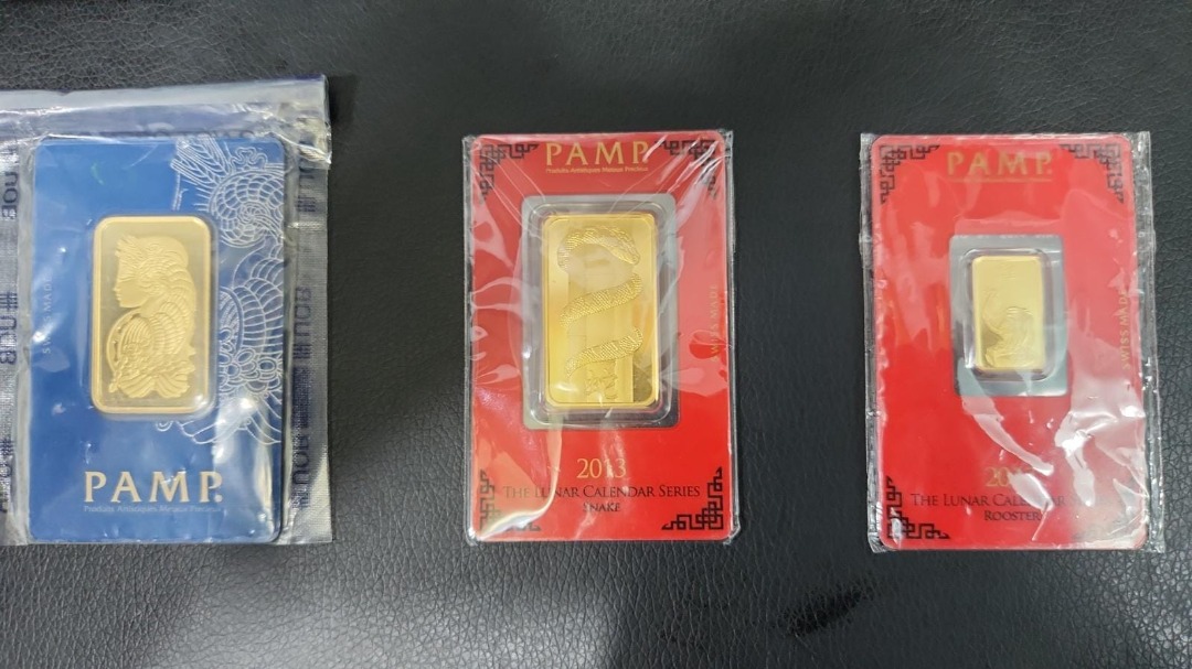 PAMP fine gold bars 1Oz Lady Fortuna and Lunar Series + 5gm 2017 Lunar ...