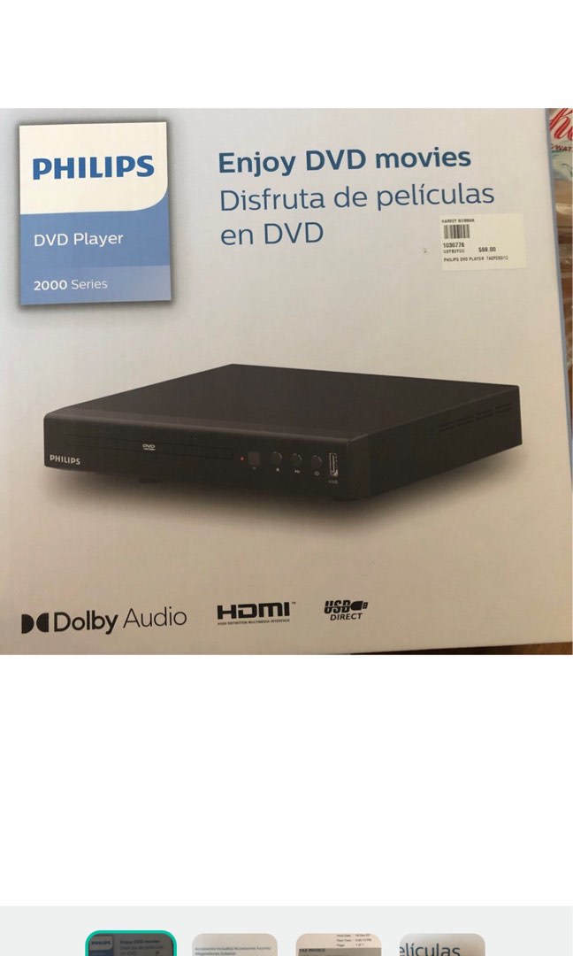 Phillips DVD player with box and cable, TV & Home Appliances, TV ...