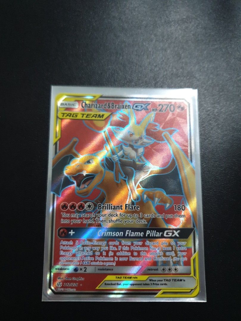 Pokemon TCG Charizard & Braixen Tag Team GX Full Art Ultra Rare - SM Cosmic Eclipse, Hobbies ...