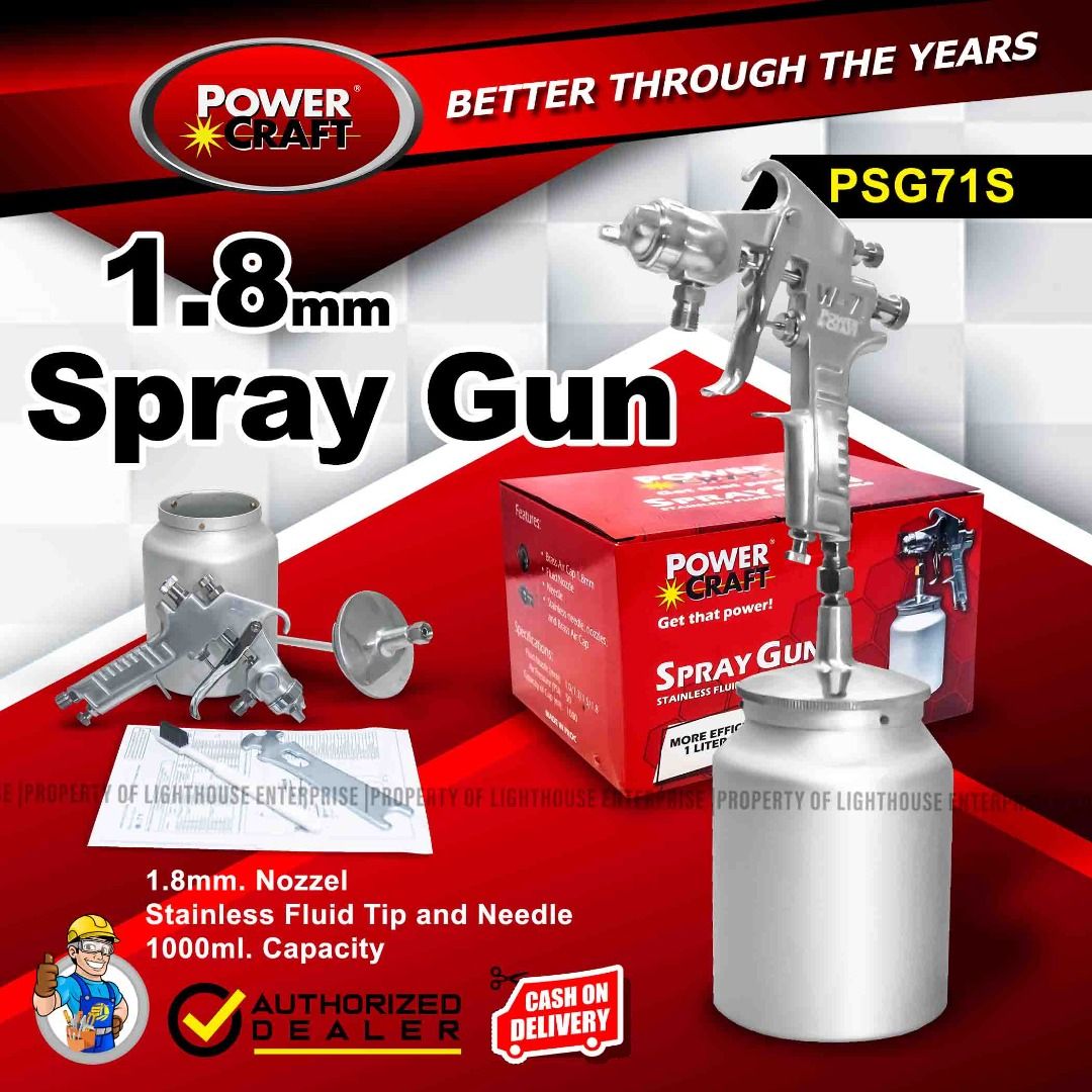 POWERCRAFT 1.5mm 1000cc Spray Gun Stainless Fluid Tip and Needle ...