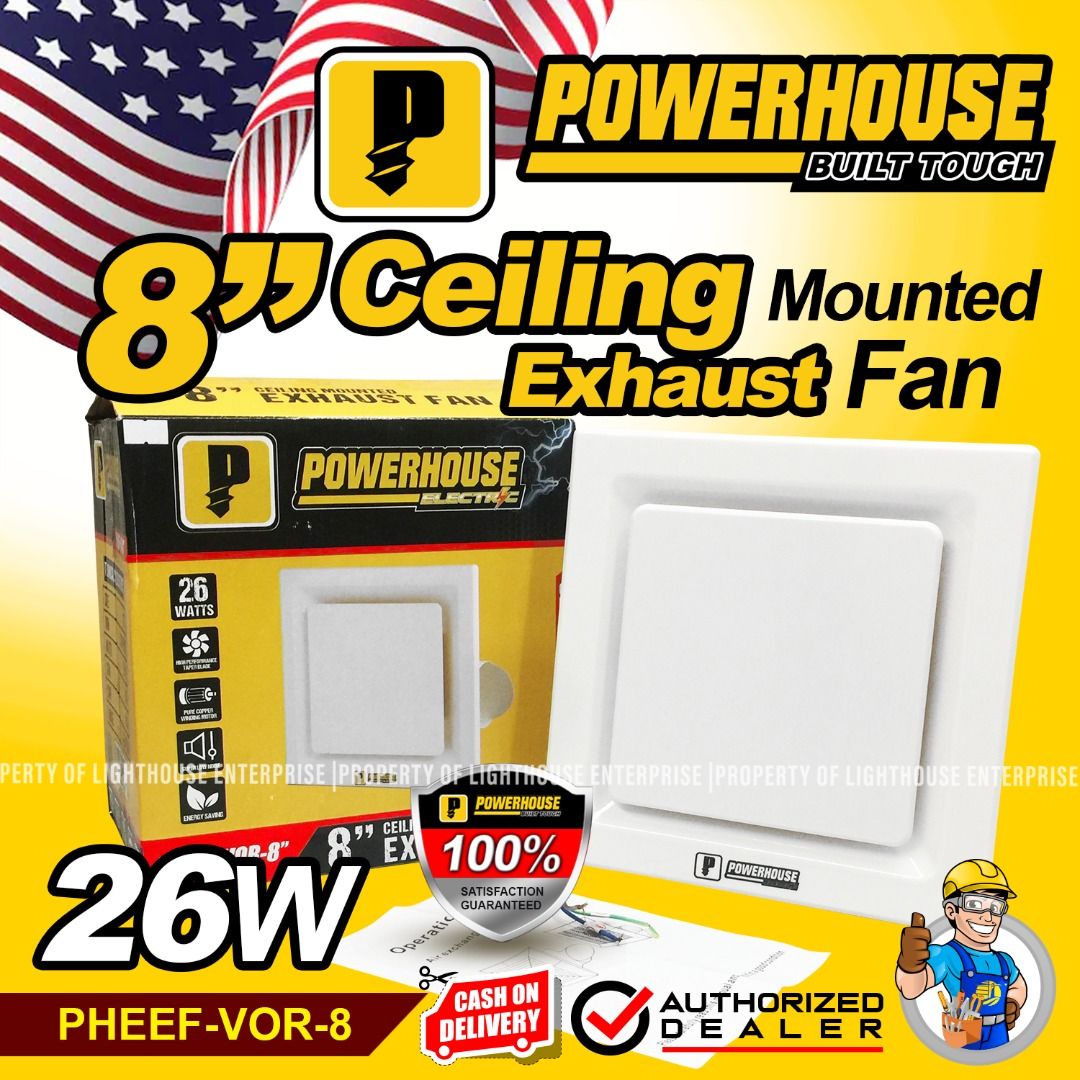 POWERHOUSE USA Ceiling Mounted Exhaust Fan / Wall Mounted Exhaust Fan ...