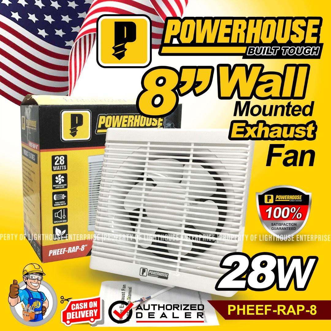 POWERHOUSE USA Ceiling Mounted Exhaust Fan / Wall Mounted Exhaust Fan ...