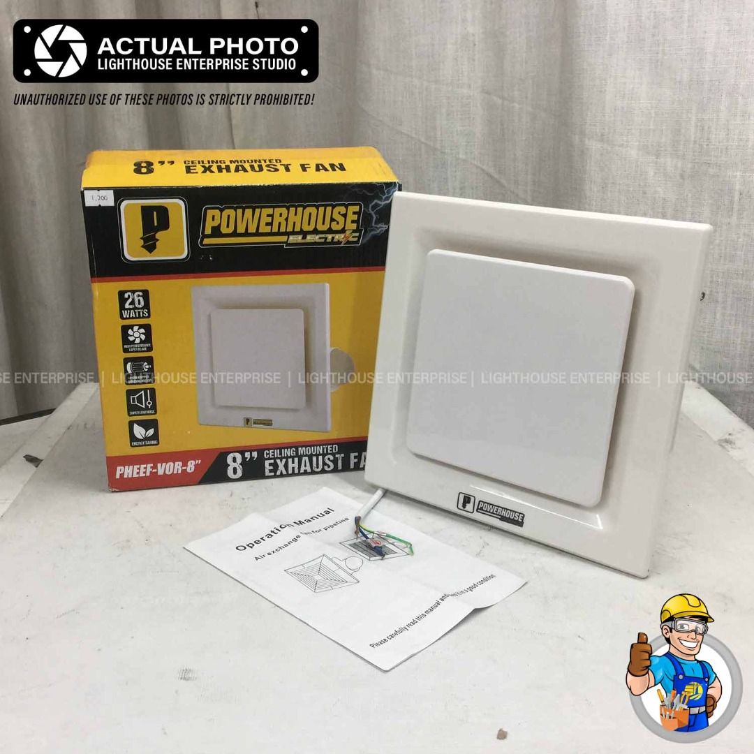 POWERHOUSE USA Ceiling Mounted Exhaust Fan / Wall Mounted Exhaust Fan (Veloce, Rapid, Vortex) (8 ...