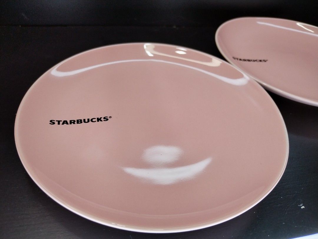Rare vintage Starbucks pretty pink ceramic plates., Furniture & Home ...
