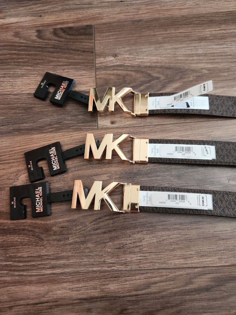 Ready MK Michael kors belt signature brown, Fesyen Pria, Aksesoris ...