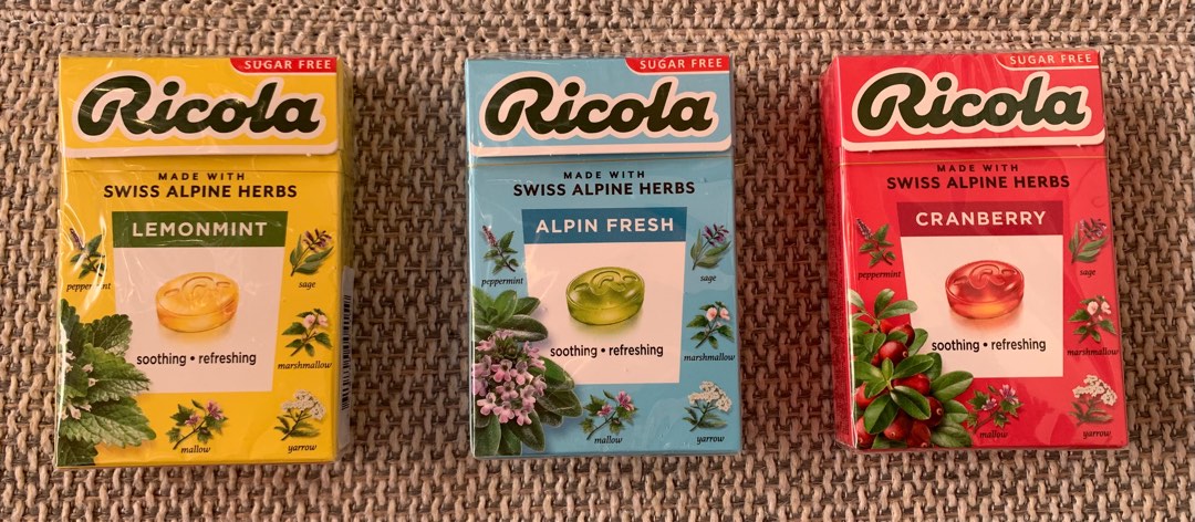 Sealed Ricola Sugar Free 3-Flavor Bundle (Lemonmint, Alpin Fresh and Cranberry) 40g Boxpack on ...