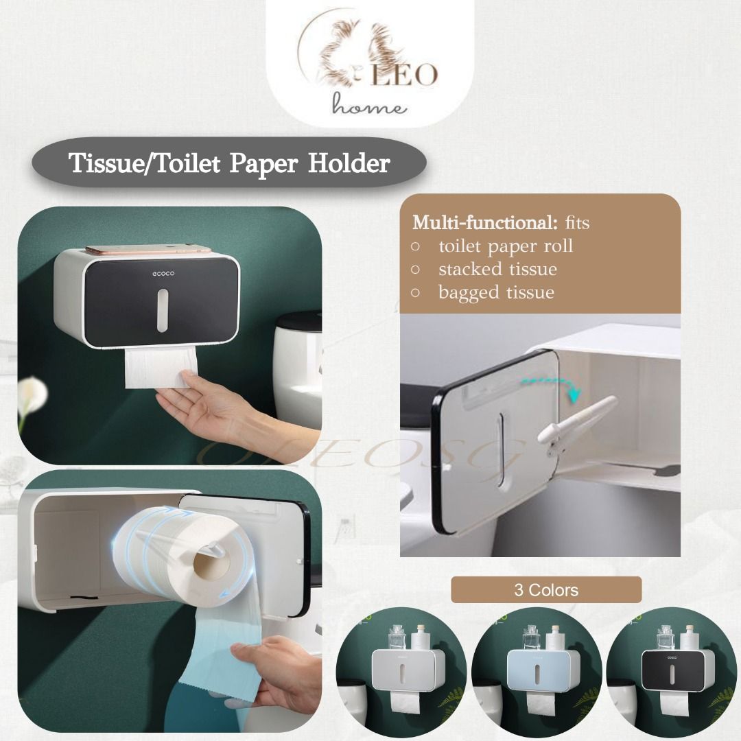 [SG Instock] ECOCO *No Drill* Toilet Roll, Tissue Paper Holder | With Adhesive | Neat, Clean ...