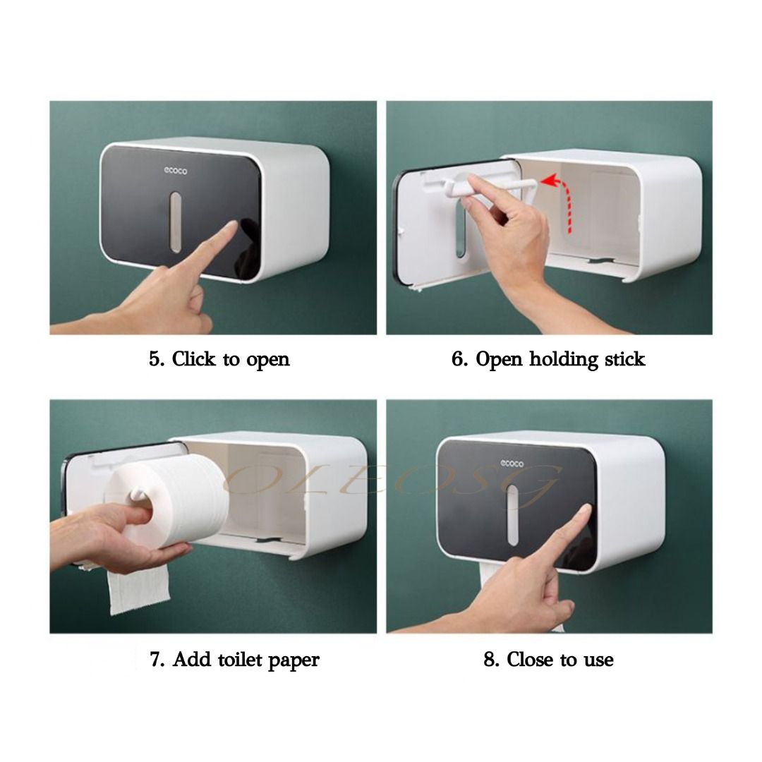 [SG Instock] ECOCO *No Drill* Toilet Roll, Tissue Paper Holder | With ...
