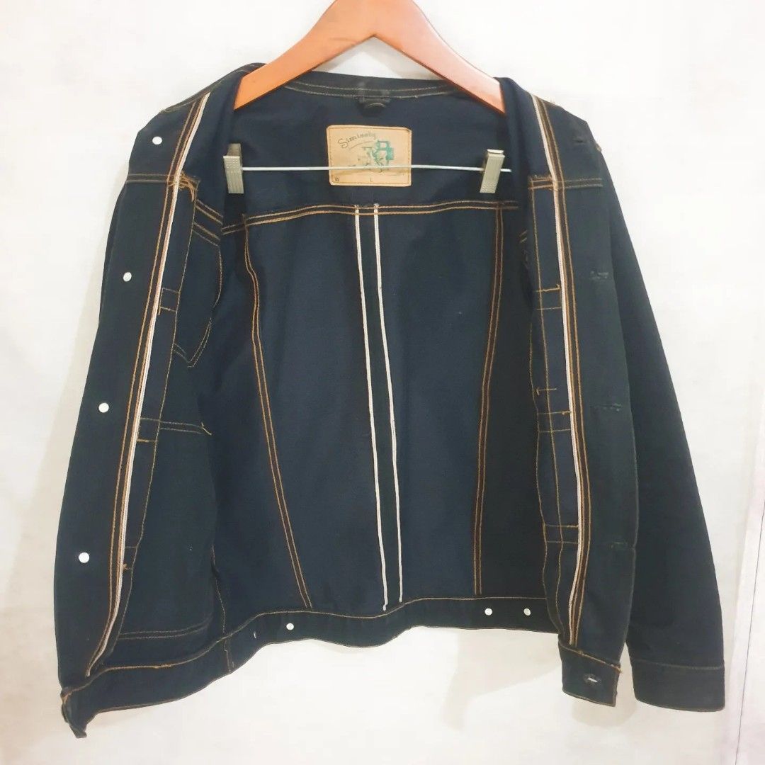 Simissty CUSTOM Trucker Denim Jacket Black x Black Selvedge Red Line ...