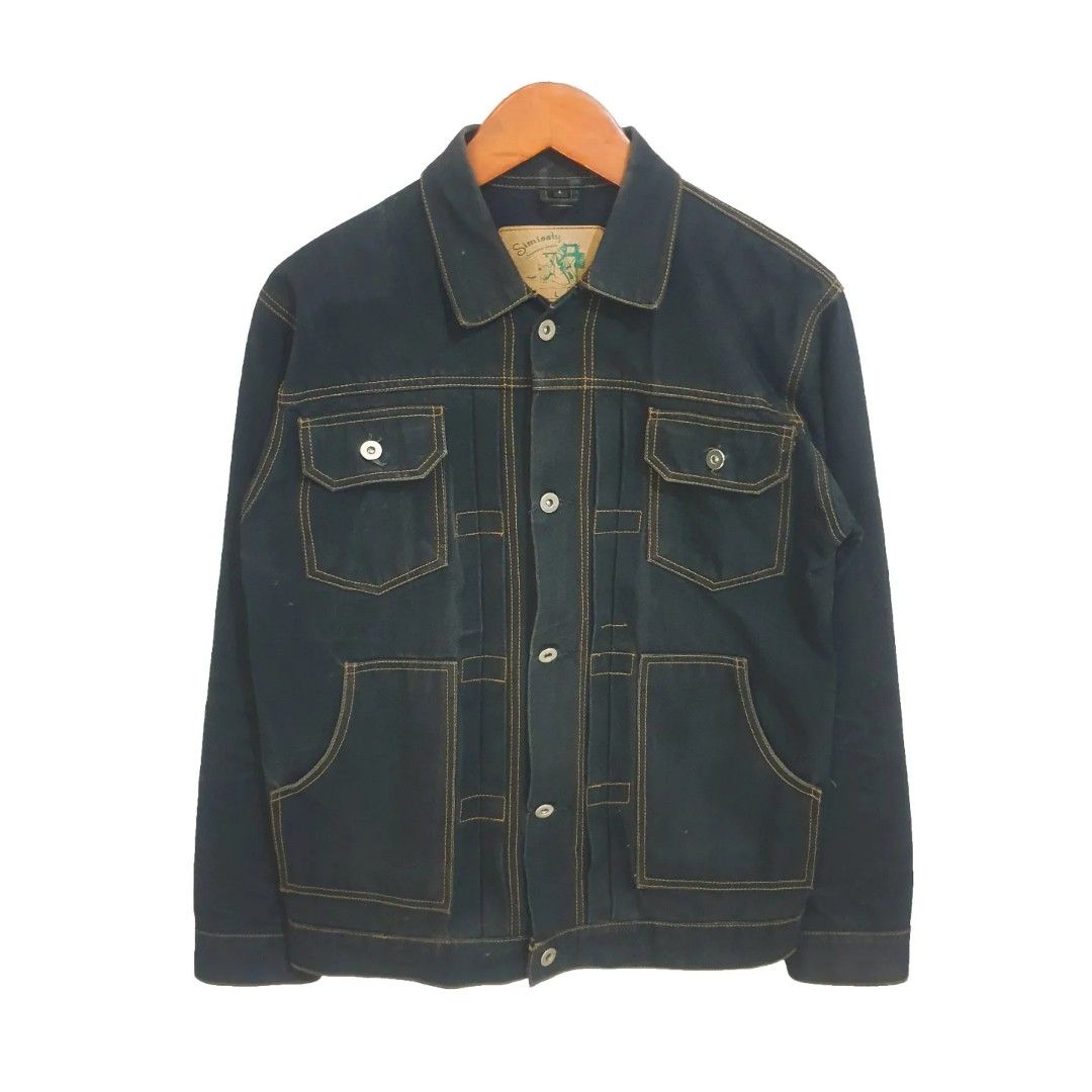 Simissty CUSTOM Trucker Denim Jacket Black x Black Selvedge Red Line ...