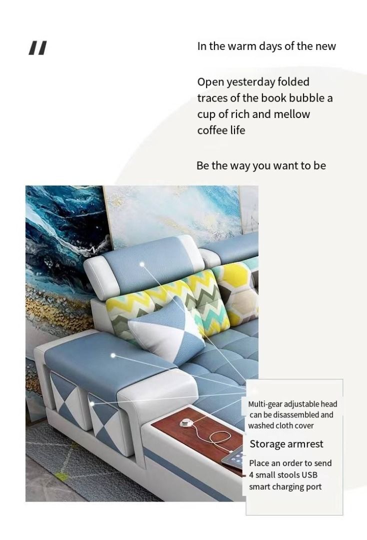 Sofa, intelligent wireless charging, functional control panel, larger ...
