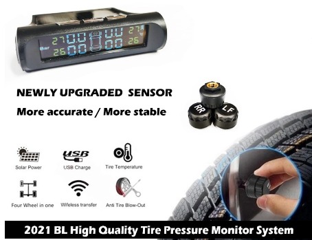 Solar TPMS Car Tyre Tire Pressure Alarm Monitor System Display Wireless ...