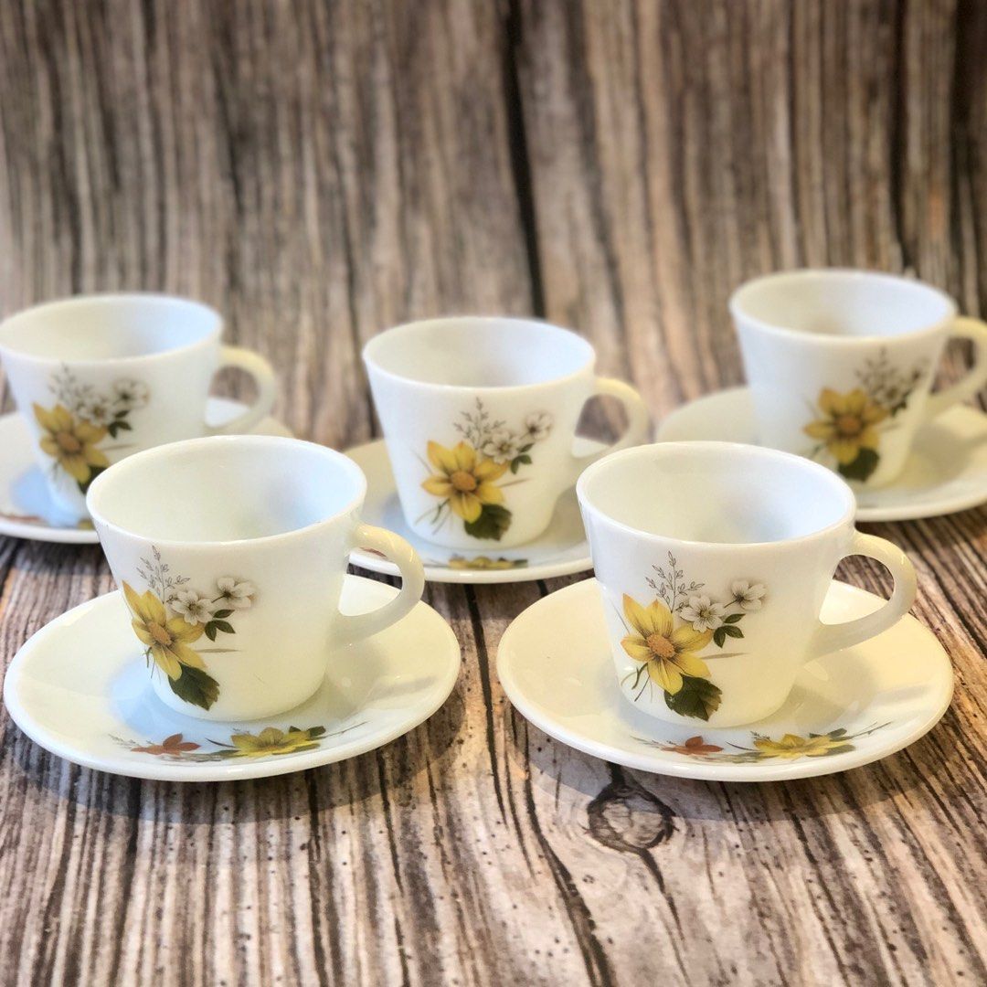 Vintage Pyrex Autumn Glory Tea Cup With Saucer Set, Furniture & Home ...