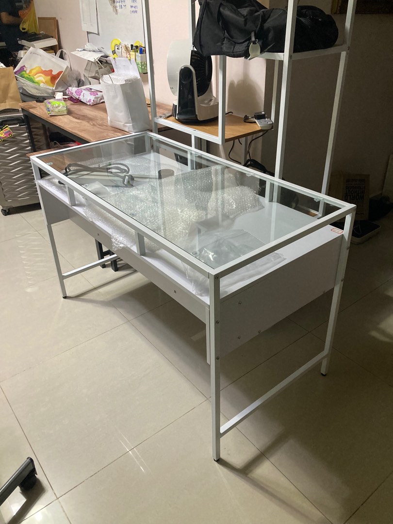 NEW tempered glass table with drawer, Furniture & Home Living ...
