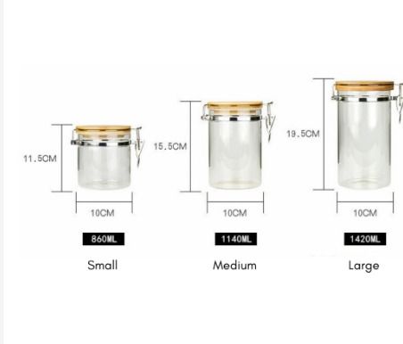 Wooden Glass Canister | Air-Tight Jar with Lock | Removal Lid | Dried ...