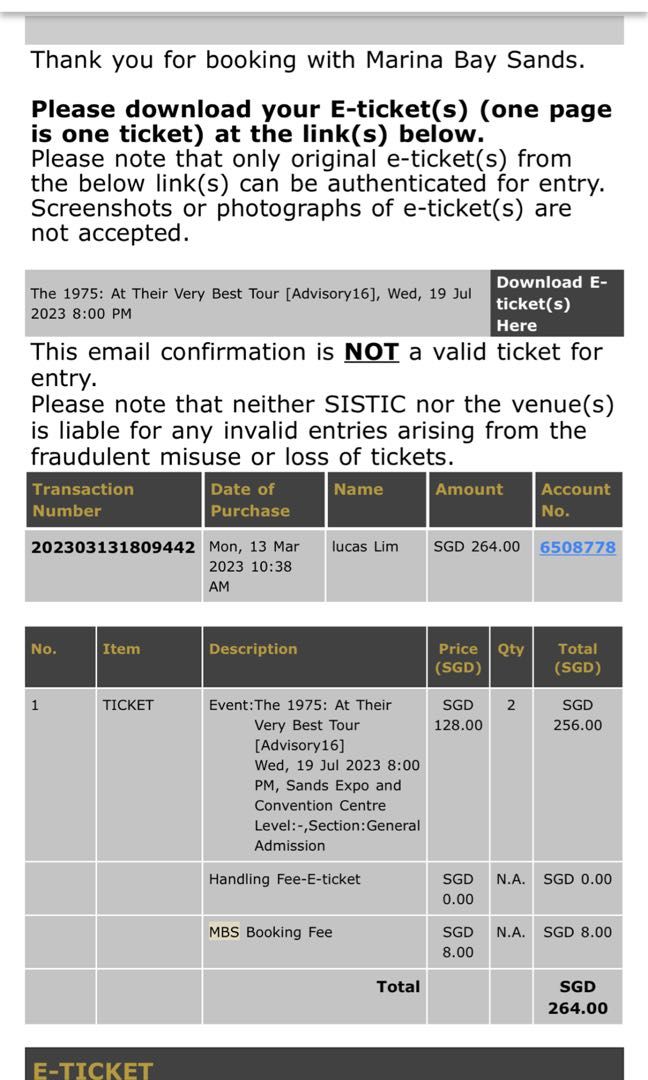 19 JULY THE 1975 TICKETS X2, Tickets & Vouchers, Event Tickets on Carousell