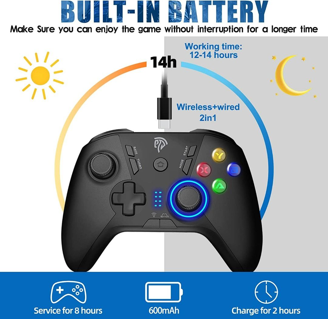 2617) EASYSMX WIRELESS GAMING CONTROLLER FOR WINDOWS PC/STEAM/STEAM ...