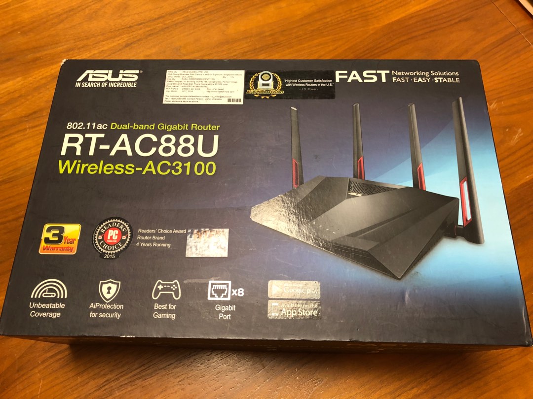 華碩無線由路器ASUS ROUTER RT-AC88U AC-3100, 電腦＆科技, 電腦周邊及配件, Wifi及上網相關產品 ...