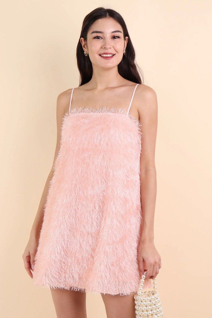 Neonmello BARBARA FURRY SPAG DRESS IN PINK, Women's Fashion, Dresses ...