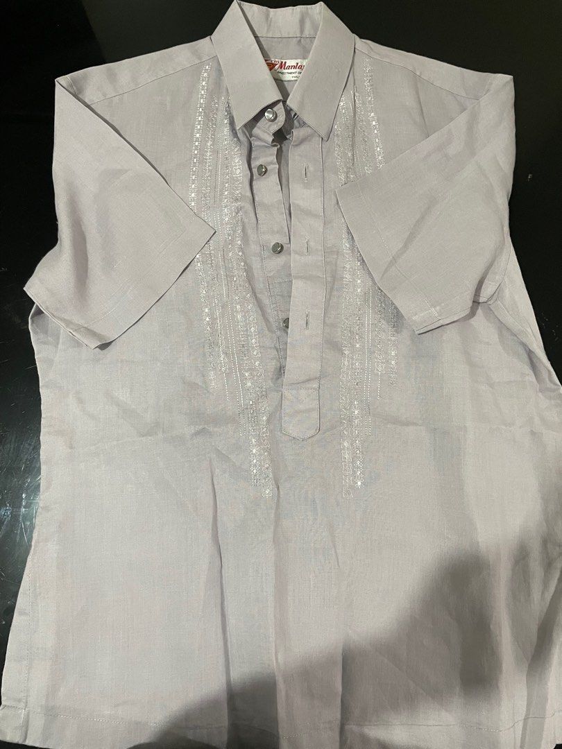 Barong Grey, Men's Fashion, Tops & Sets, Formal Shirts on Carousell