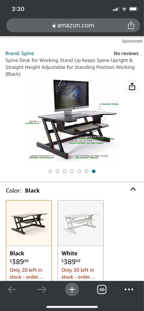 Black Spine desk working table, adjustable, Furniture & Home Living ...