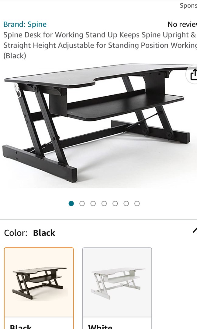 Black Spine desk working table, adjustable, Furniture & Home Living ...