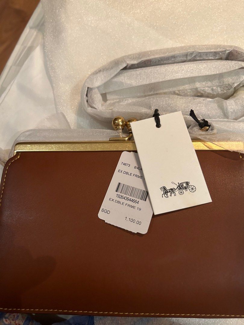 Coach Kiss Lock Brown Leather Bag, Women's Fashion, Bags & Wallets ...
