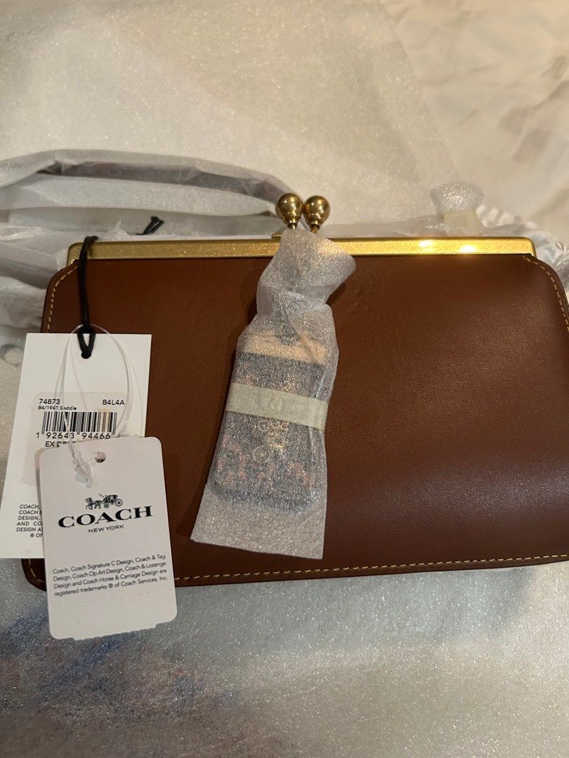 Coach Kiss Lock Brown Leather Bag, Women's Fashion, Bags & Wallets ...