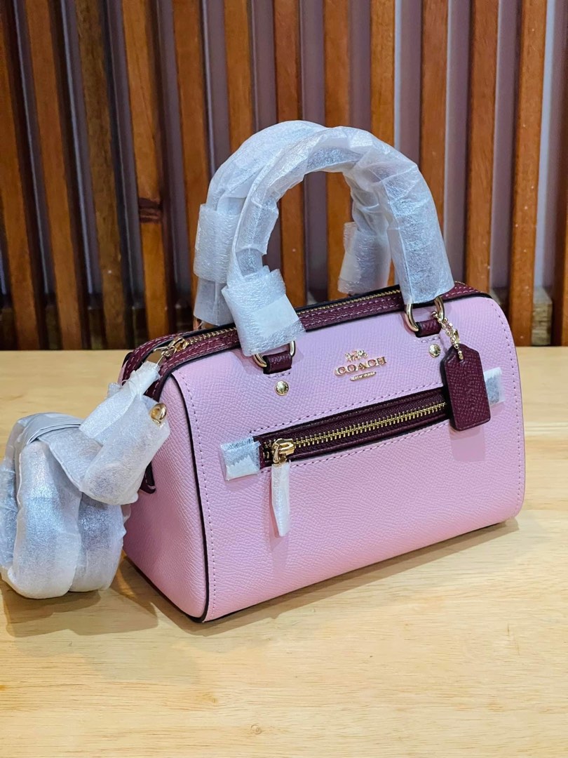 Coach Mini rowan crossbody powder pink wine multi on Carousell