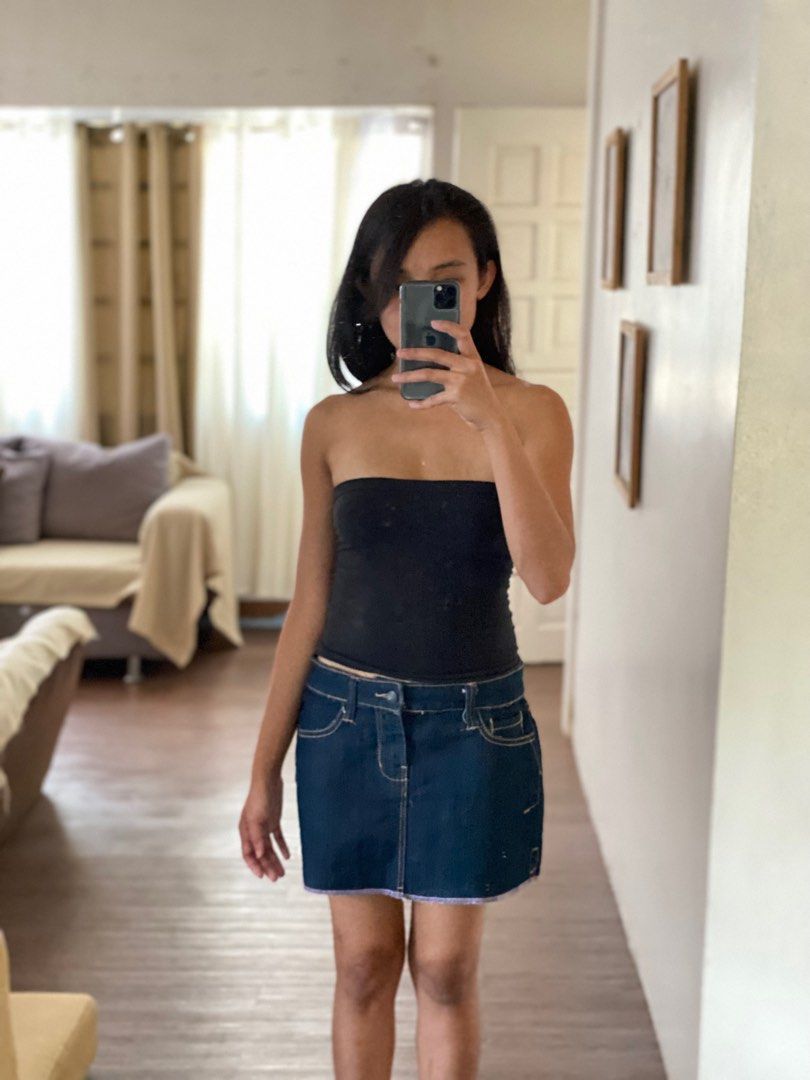 Dark Denim Mini Skirt On Carousell
