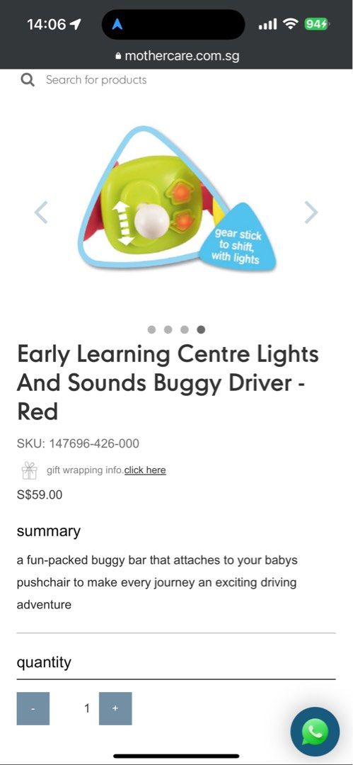 Early Learning Centre (ELC) mothercare Lights And Sounds Buggy Driver ...