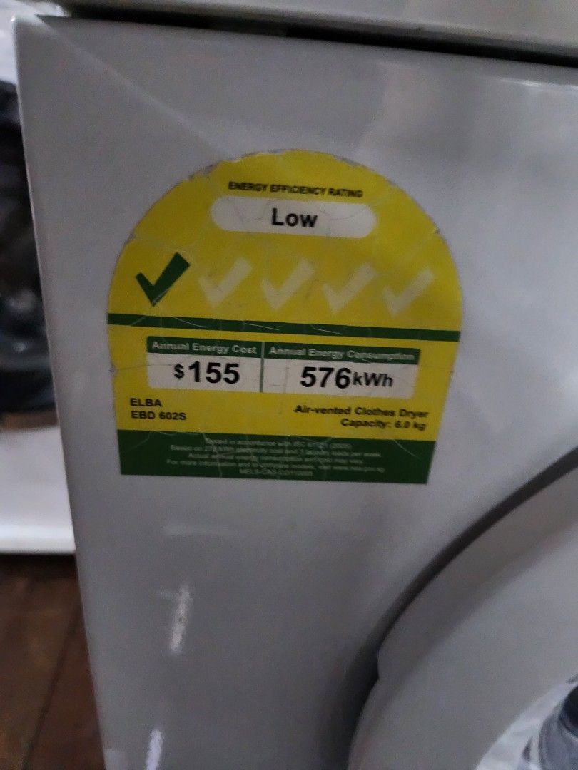 ELBA Air Vented Dryer 6kg EBD 602S, TV & Home Appliances, Washing ...